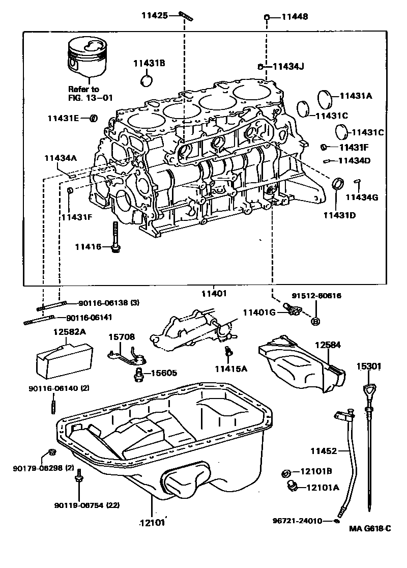 Cylinder block for Toyota Hilux KZN130G-GJPGT, 08.1993 - 11.1995 ...