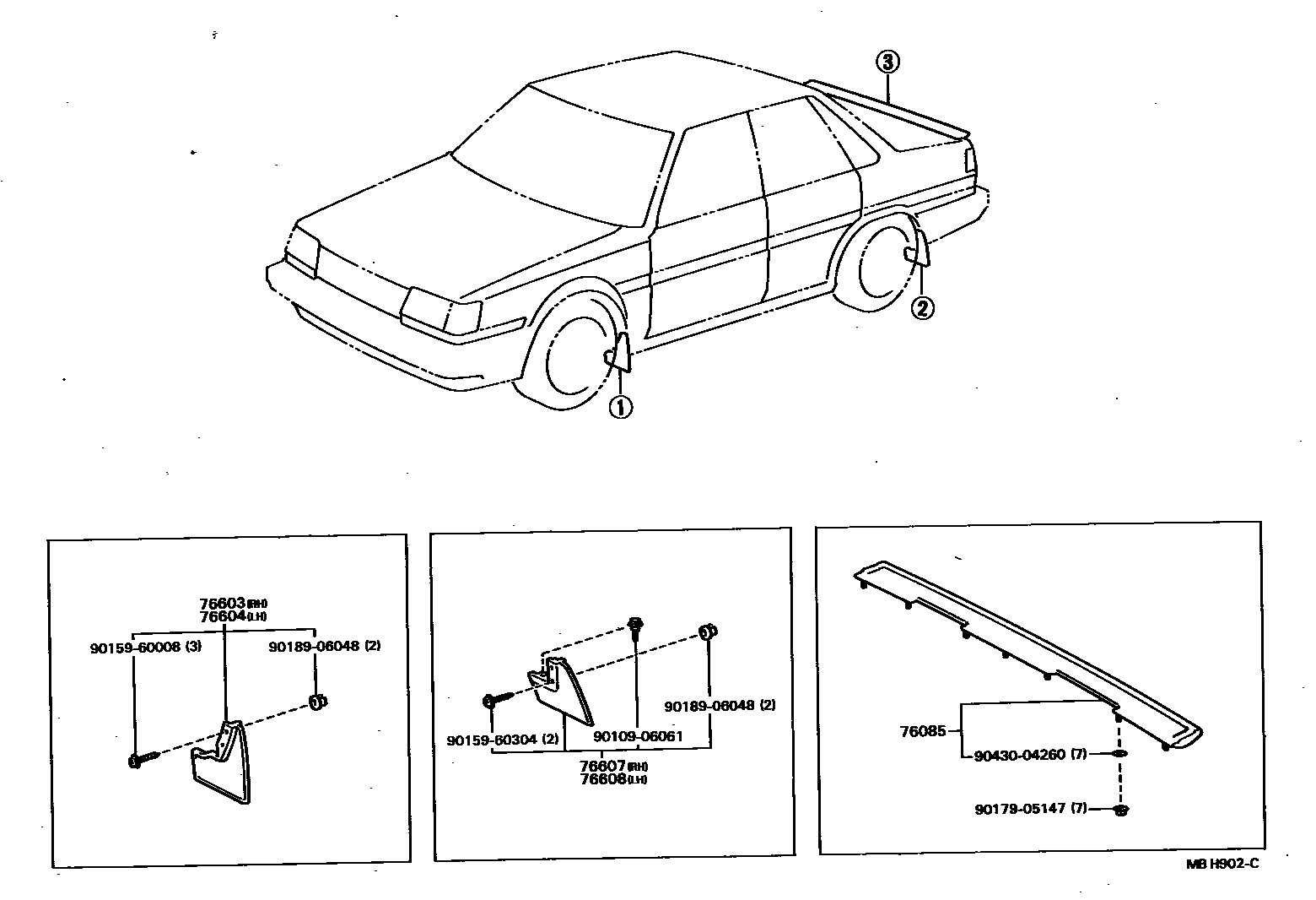 Mudguard & spoiler for Toyota Corona ST160-TEMSE, 08.1985 - 11.1987 ...