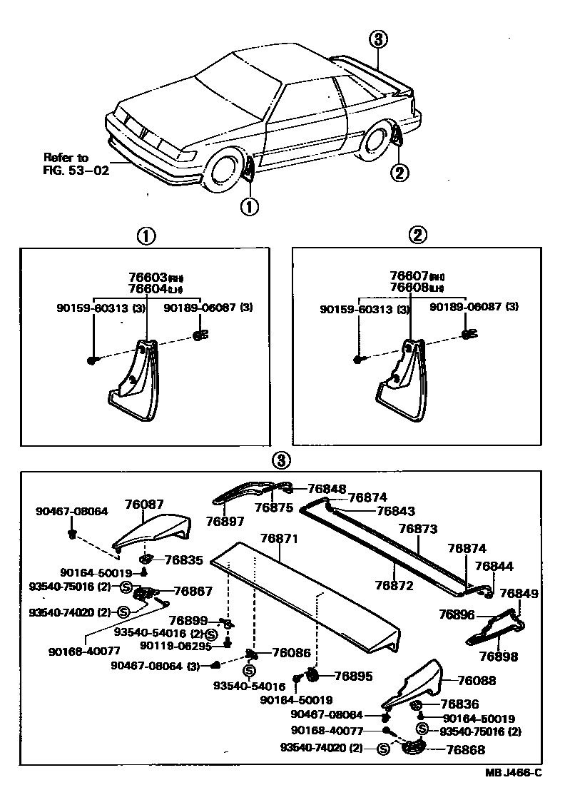 Mudguard & spoiler for Toyota Corona AT160-TCMVF, 08.1985 - 08.1987 ...