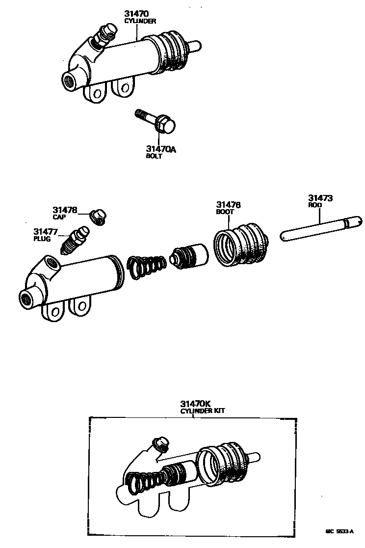 Clutch release cylinder for Toyota Cresta GX61 - Genuine parts - Amayama