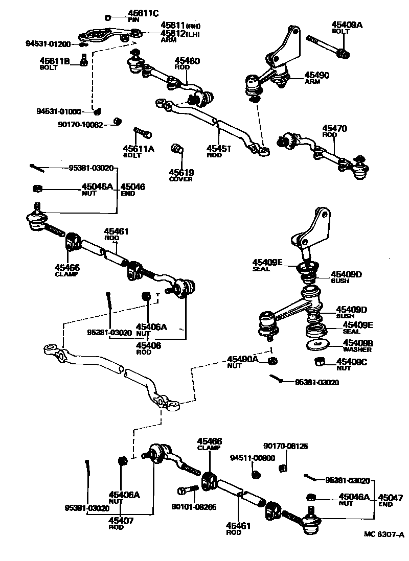 Front steering gear & link for Toyota Corolla CE71V-EUMDS, 08.1986 - 07 ...