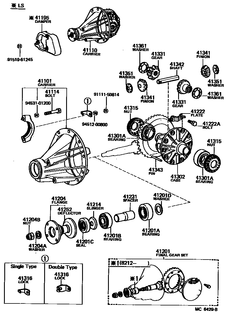 Rear axle housing & differential for Toyota Crown MS112-STMGE, 09.1979 ...