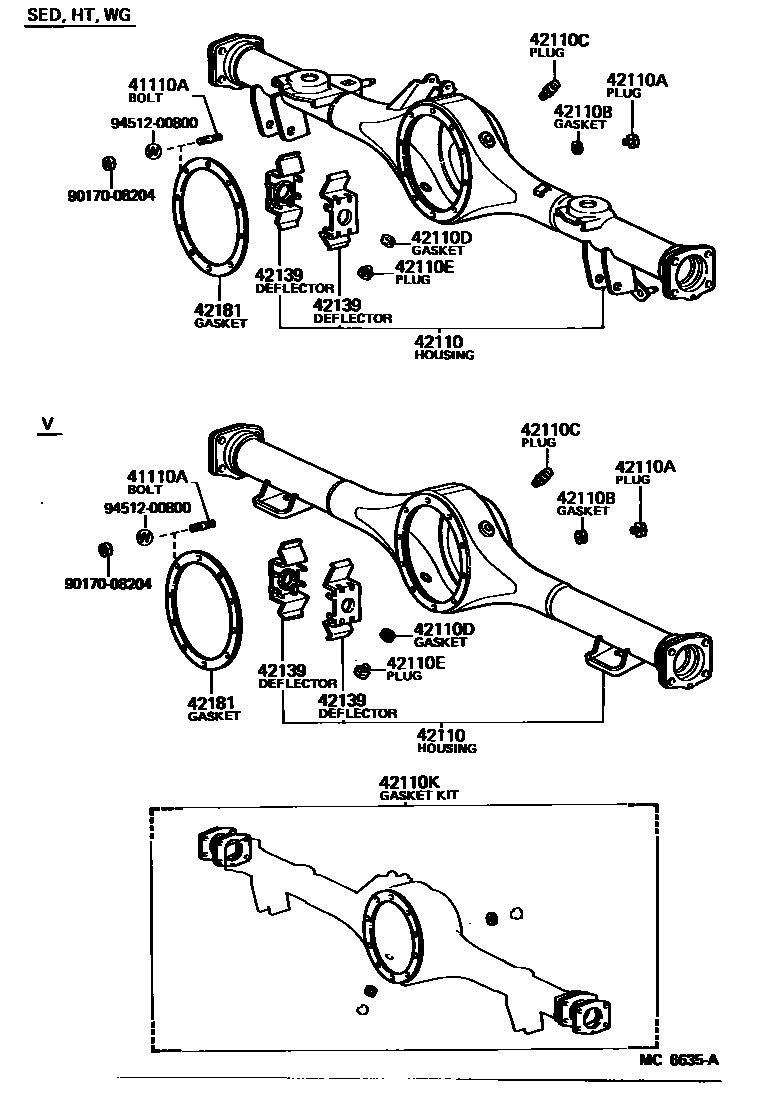 Rear axle housing & differential for Toyota Crown MS112-STMGE, 09.1979 ...