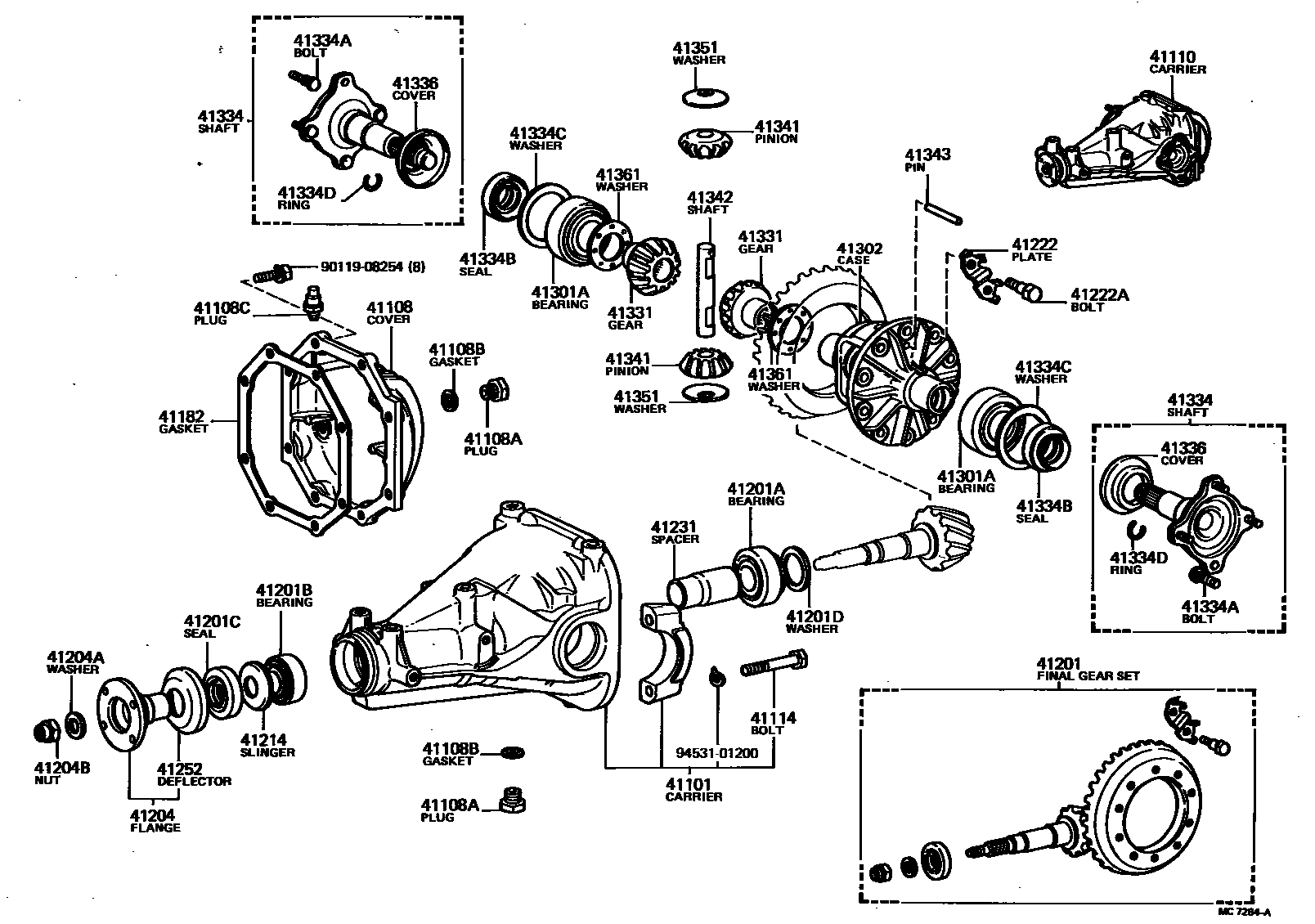 Rear axle housing & differential for Toyota Celica MA61-BLPQF, 07.1981 ...