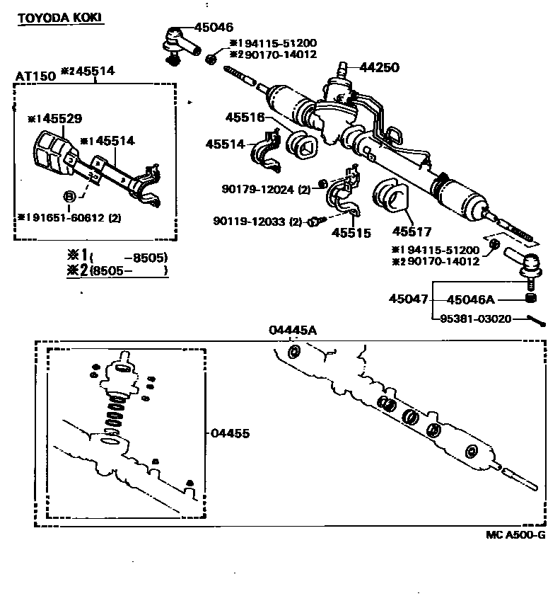 Front steering gear & link for Toyota Corona AT150-TEHNS, 10.1983 - 11. ...