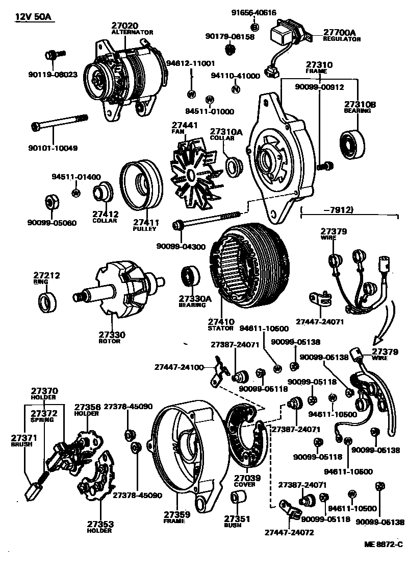 Alternator for Toyota Corolla KE70 - Genuine parts - Amayama
