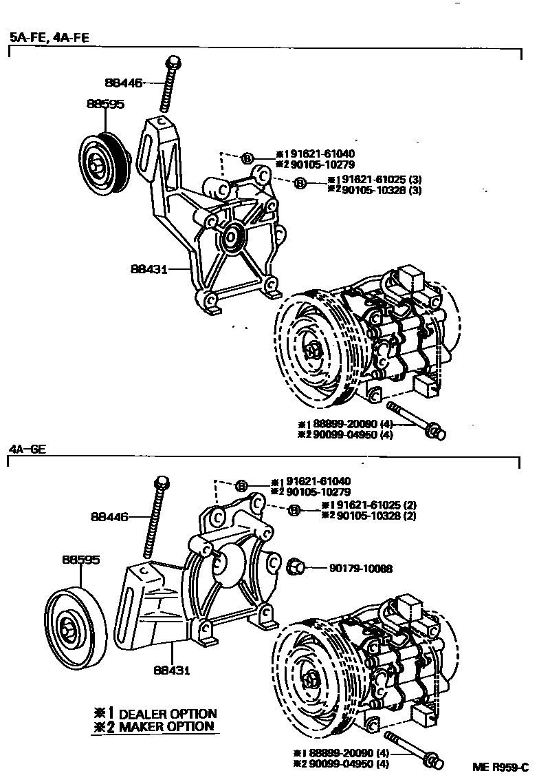 Heating & air conditioning - compressor for Toyota Corolla AE100 ...