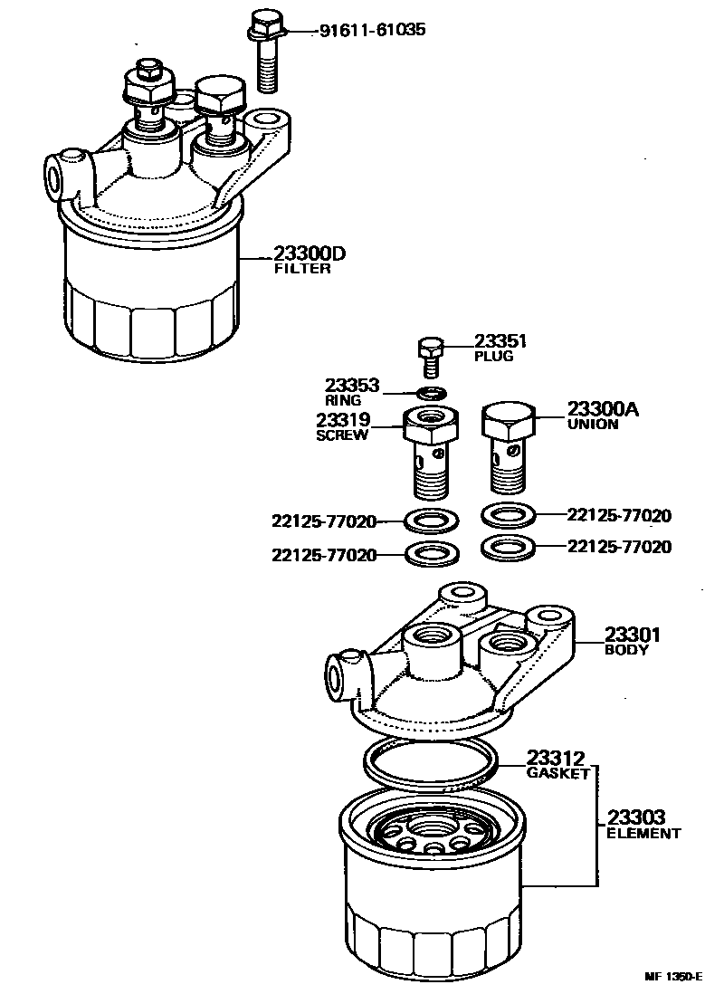 Fuel filter for Toyota Dyna BU30-QRLTY3, 04.1979 - 02.1983 - Toyota ...