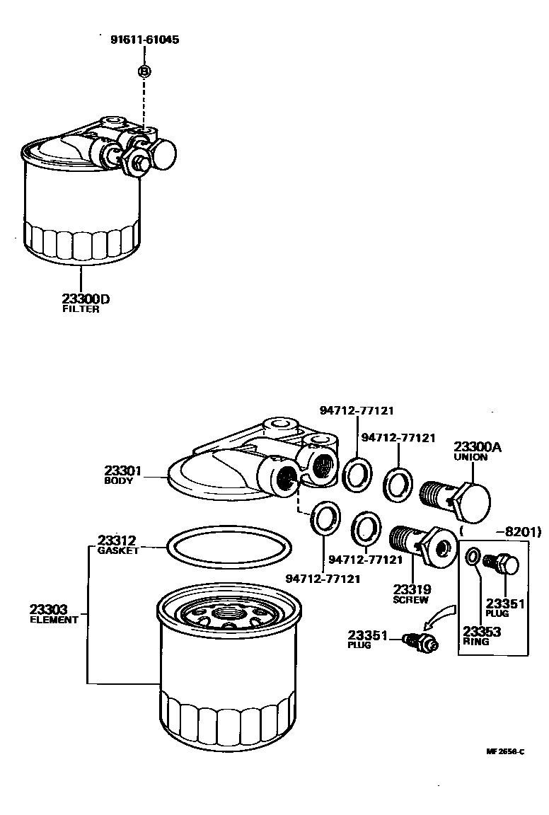 Fuel filter for Toyota Dyna BU30-QRLTY3, 04.1979 - 02.1983 - Toyota ...