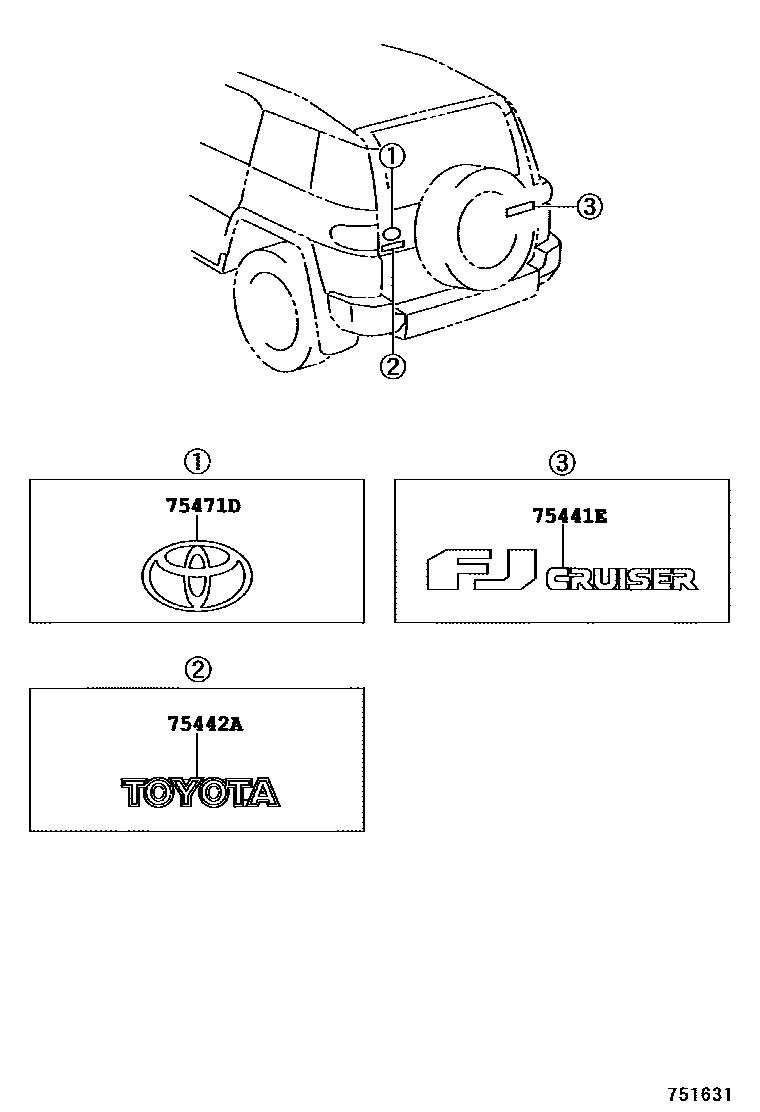 Emblem & name plate for Toyota FJ Cruiser GSJ10L - Genuine parts - Amayama