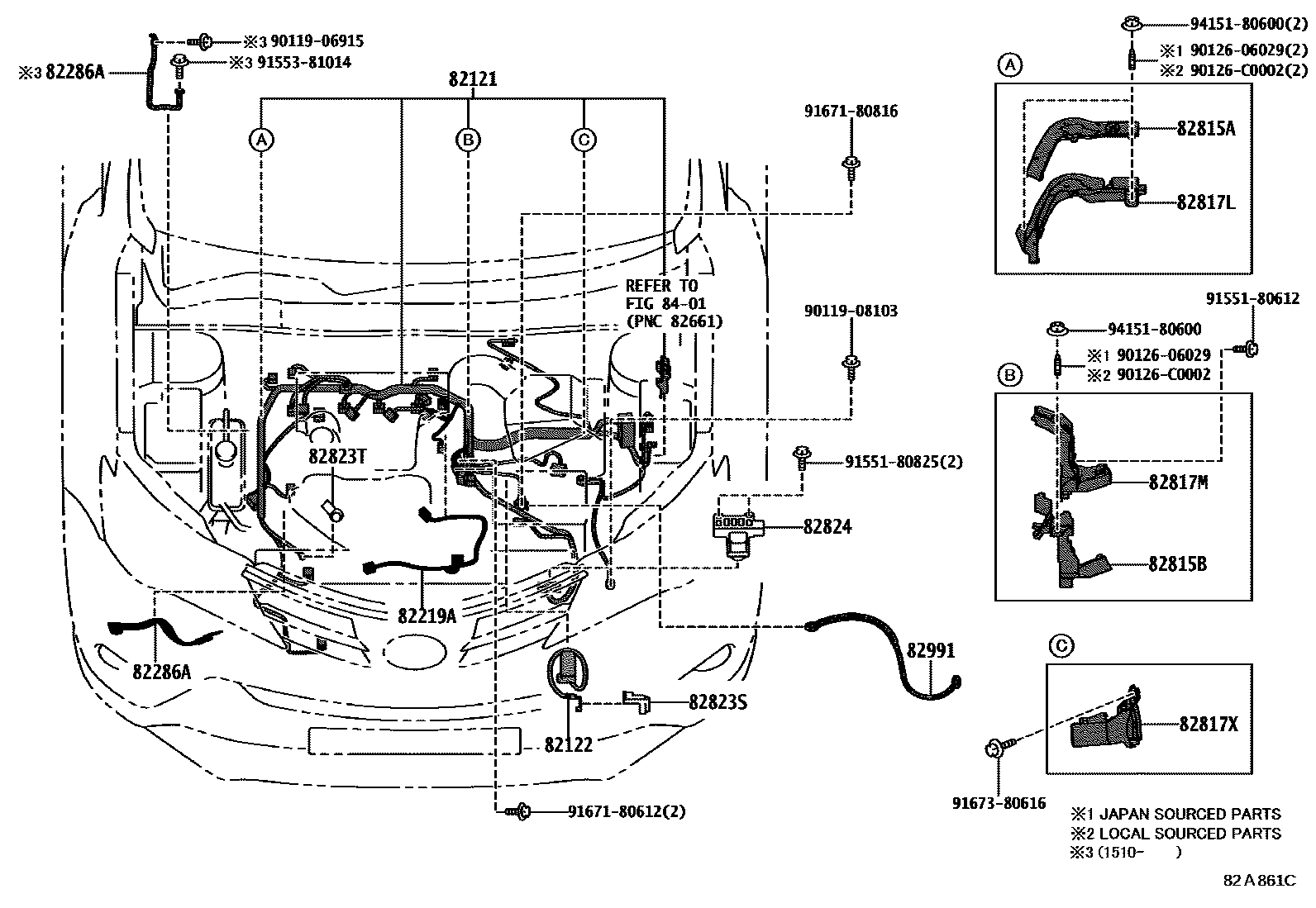 Wiring & clamp for Toyota RAV4 ASA44L - Genuine parts - Amayama