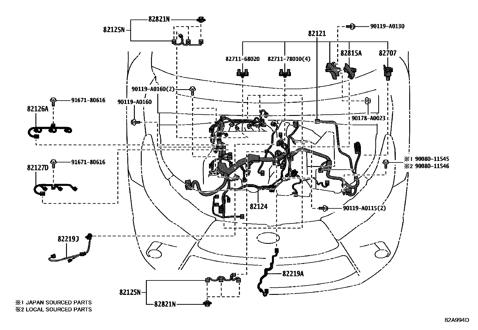 Wiring & clamp for Toyota Highlander GVU58L - Genuine parts - Amayama