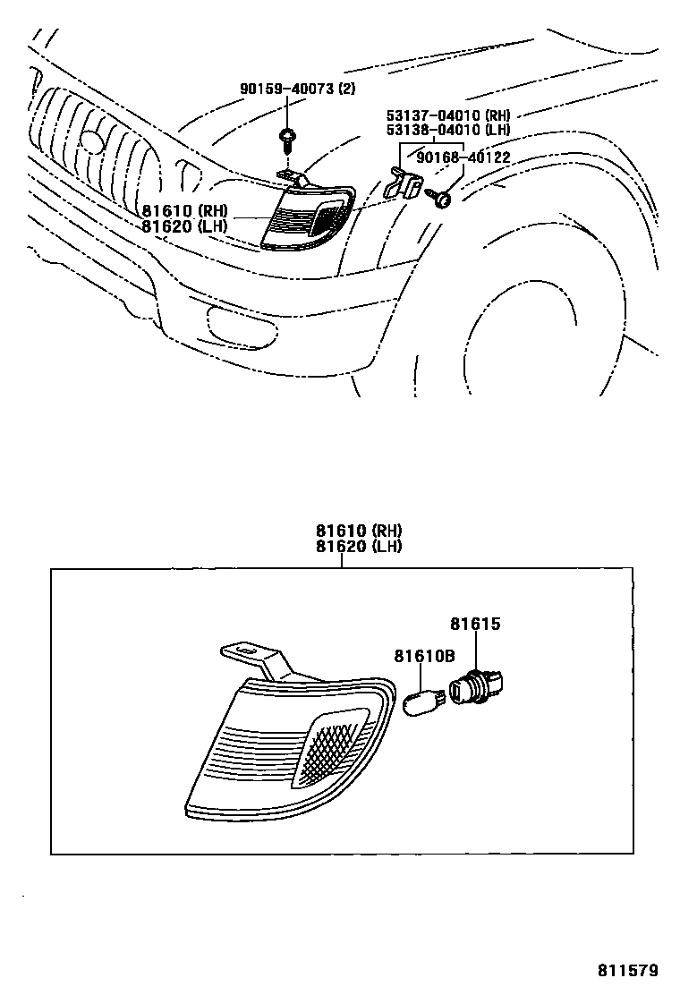 Front clearance lamp for Toyota Tacoma RZN171L - Genuine parts - Amayama