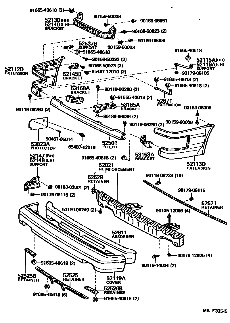 Front bumper & bumper stay for Toyota Corolla AE86L - Genuine parts ...