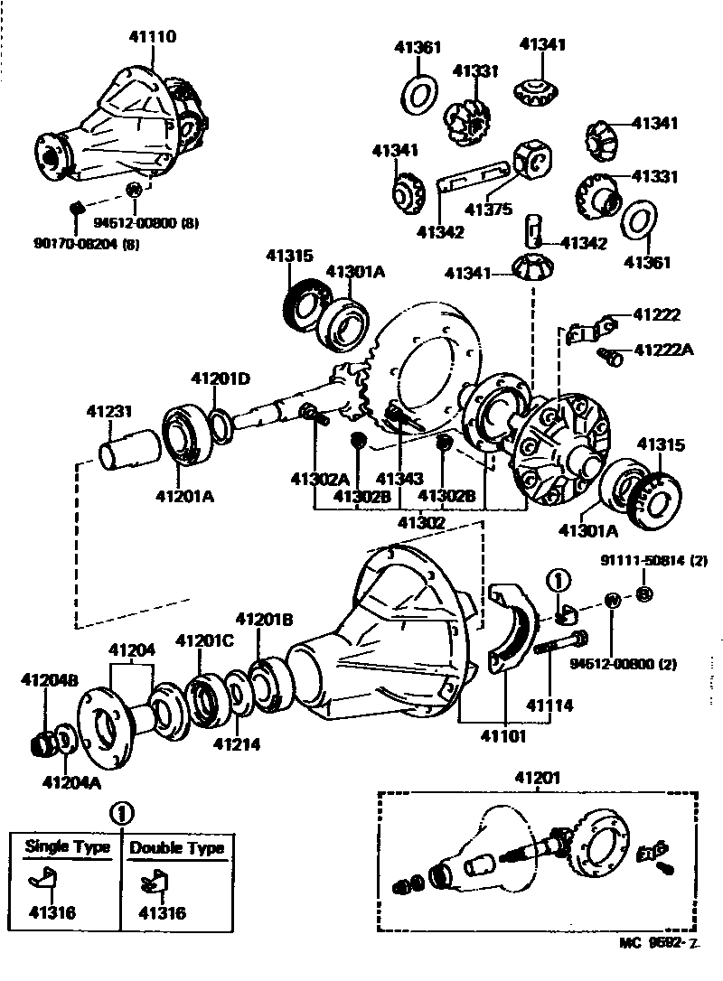 Rear axle housing & differential for Toyota Corolla AE86L - Genuine ...