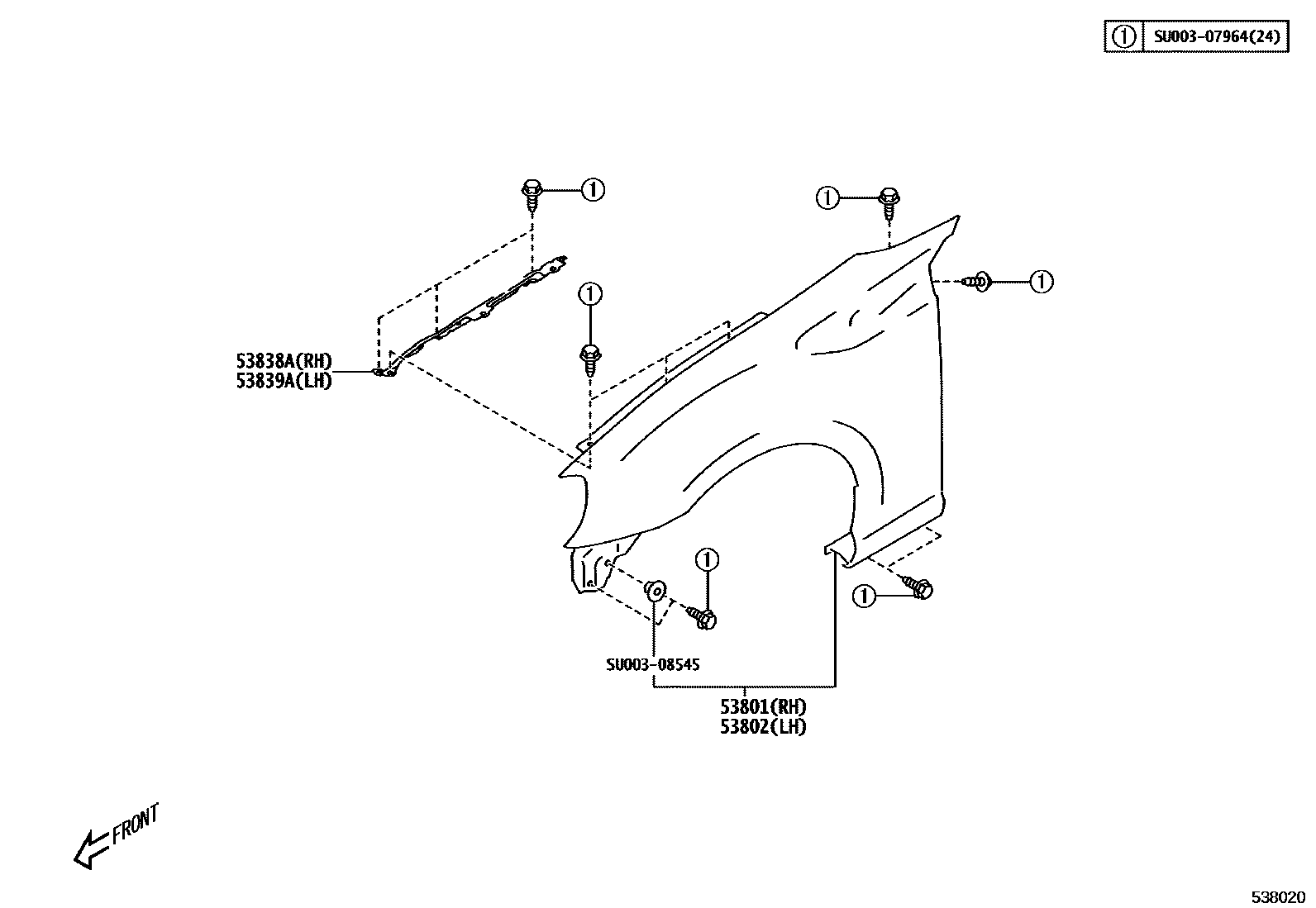 Hood & front fender for Toyota 86 ZN8DY - Genuine parts - Amayama