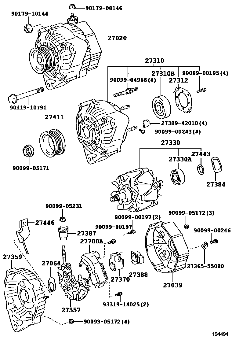 Alternator for Lexus LS400 UCF20L-AEPGKA, 10.1994 - 07.1997 - Lexus ...