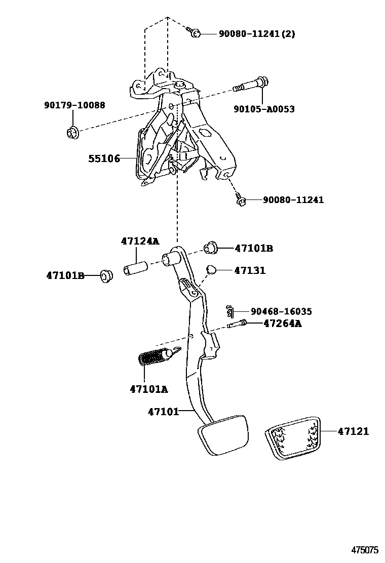 Brake pedal & bracket for Toyota Camry ACV40L - Genuine parts - Amayama