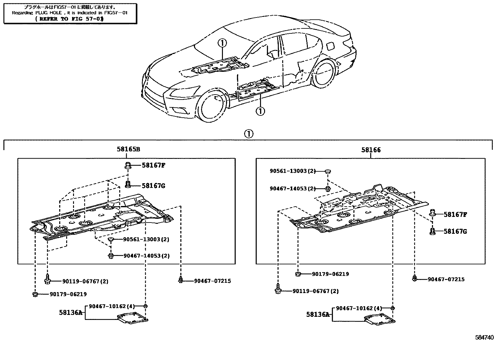 Floor pan & lower back panel for Lexus LS600HL UVF46L-AEXGHA, 09.2012 ...
