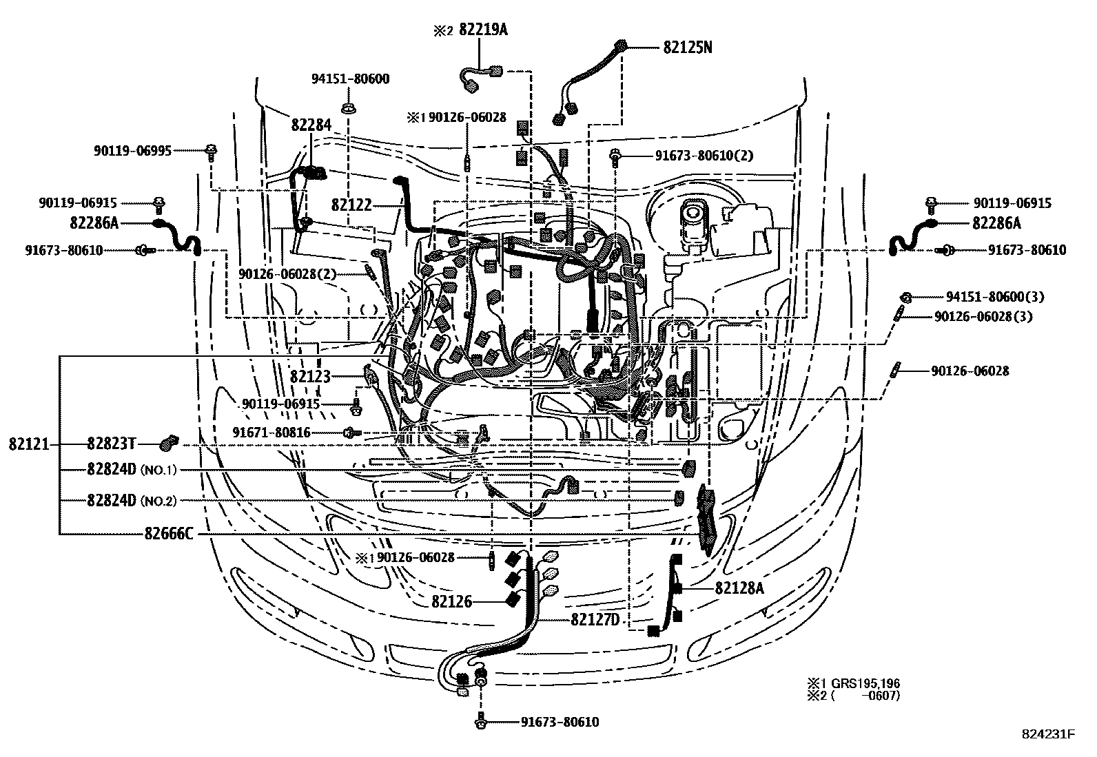 Wiring & clamp for Lexus GS Series GRS190L-BETQHA, 01.2005 - 07.2006 ...