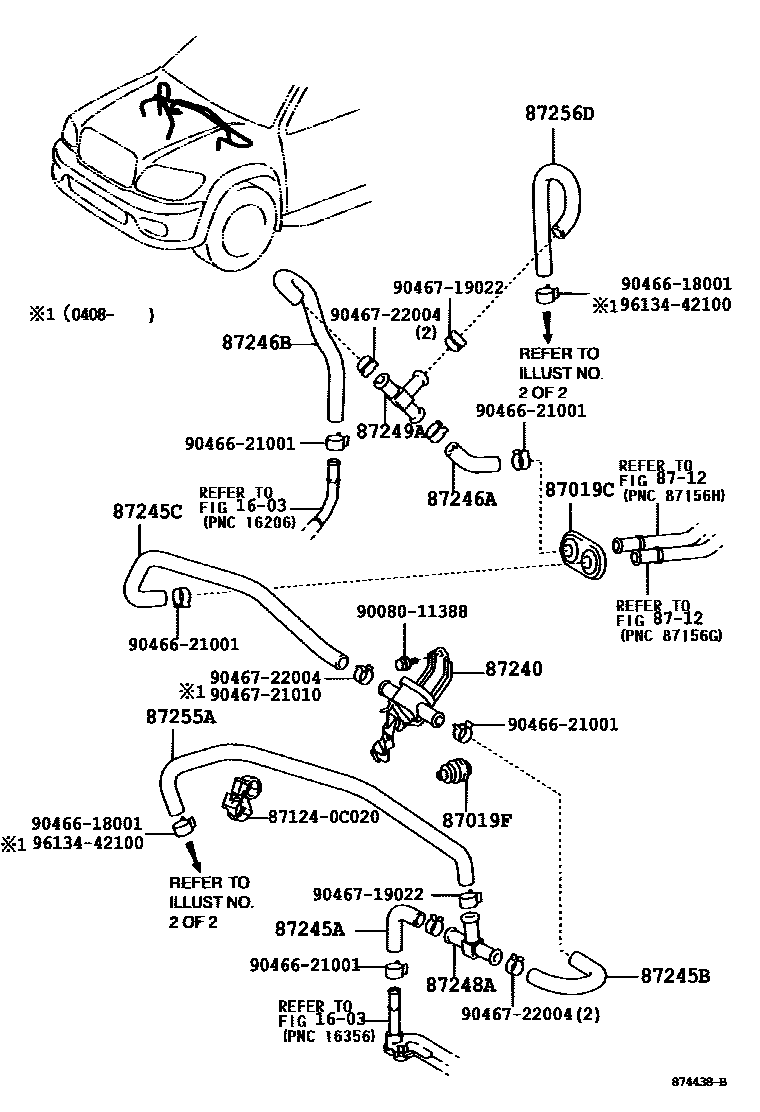 Heating & air conditioning - water piping for Toyota Sequoia UCK45L ...