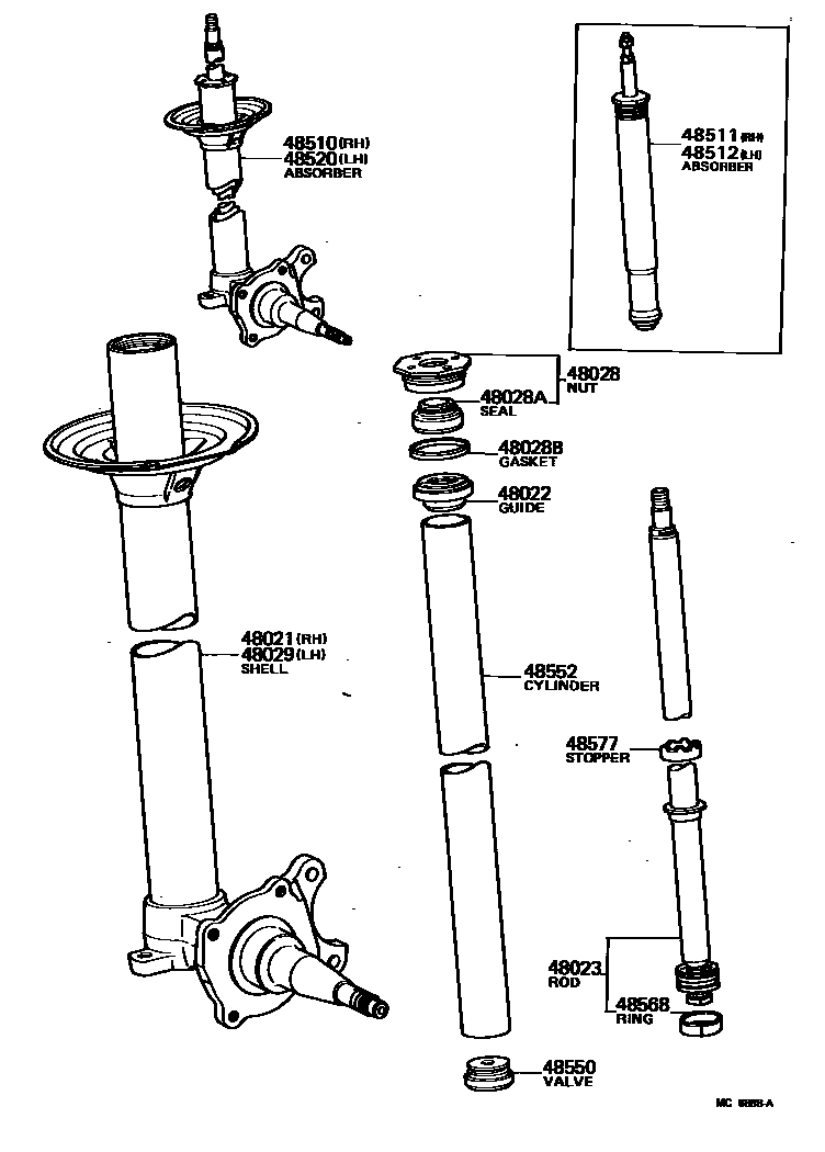 Front spring & shock absorber for Toyota Cressida MX62L - Genuine parts ...