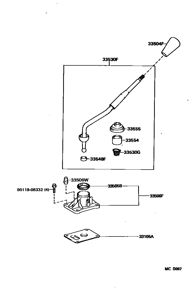 Shift lever & retainer for Toyota T100 VCK20L-TRMREA, 08.1992 - 08.1994 ...