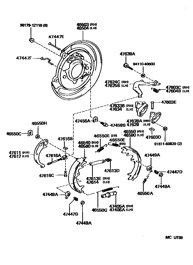 Parking brake & cable for Lexus LX450 FZJ80L - Auto parts - Amayama