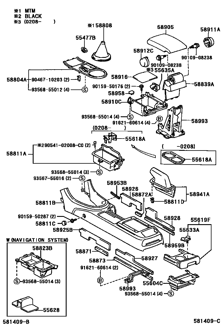 Console box & bracket for Lexus IS200 XE10, 1 generation 10.1998 - 07. ...