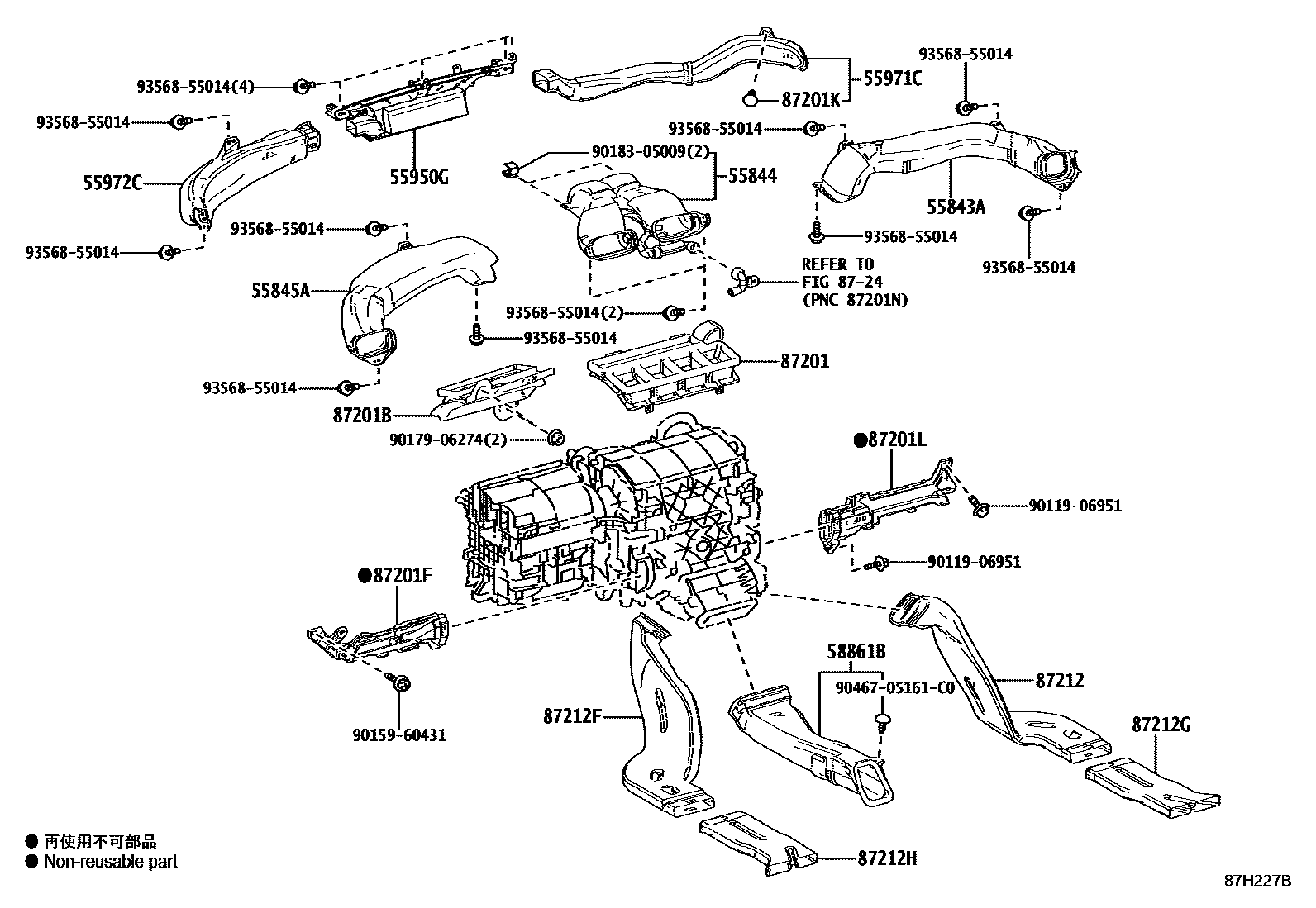 Heating & air conditioning - control & air duct for Lexus ES300h AXZH10 ...