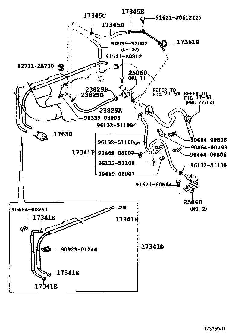 Vacuum piping for Lexus LX470 J100, 2 generation, 2 restyling 04.2005 ...