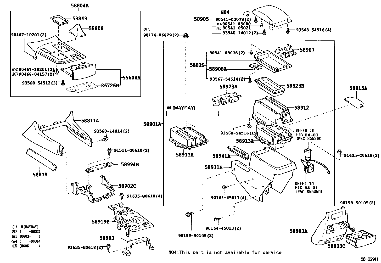 Console box & bracket for Lexus LX470 J100, 2 generation, 2 restyling ...