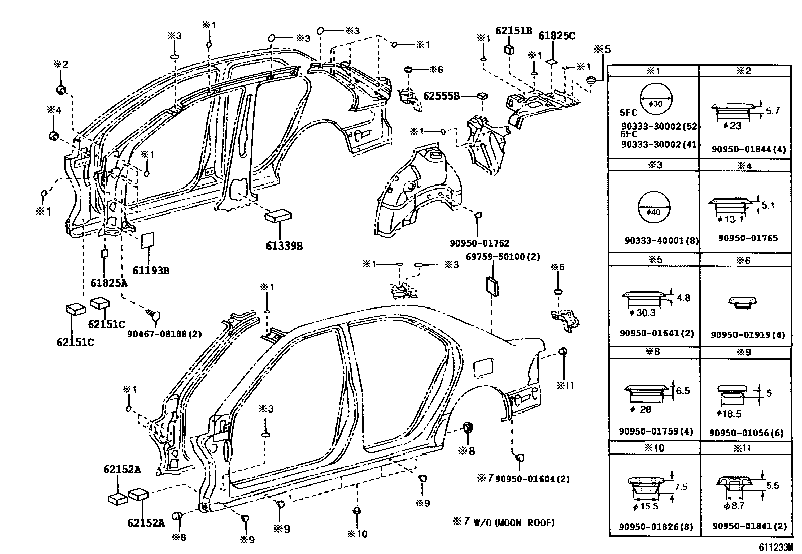 Side member for Lexus LS430 XF30, 3 generation, restyling 09.2003 - 07. ...