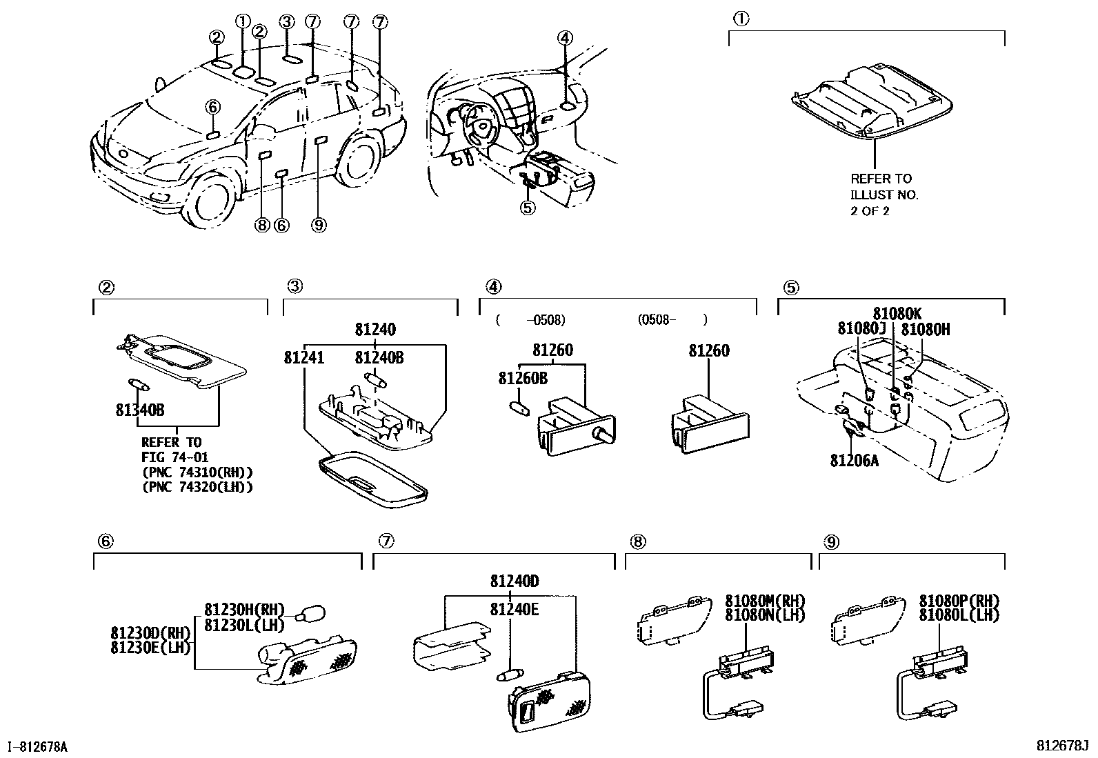 Interior lamp for Lexus RX330 XU30, 2 generation 03.2003 - 07.2006 ...