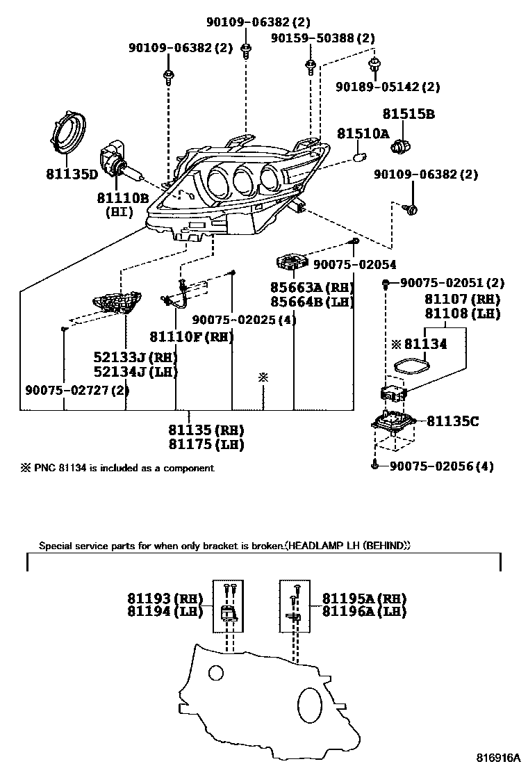 Headlamp for Lexus RX450h AL10, 3 generation, restyling 04.2012 - 09. ...