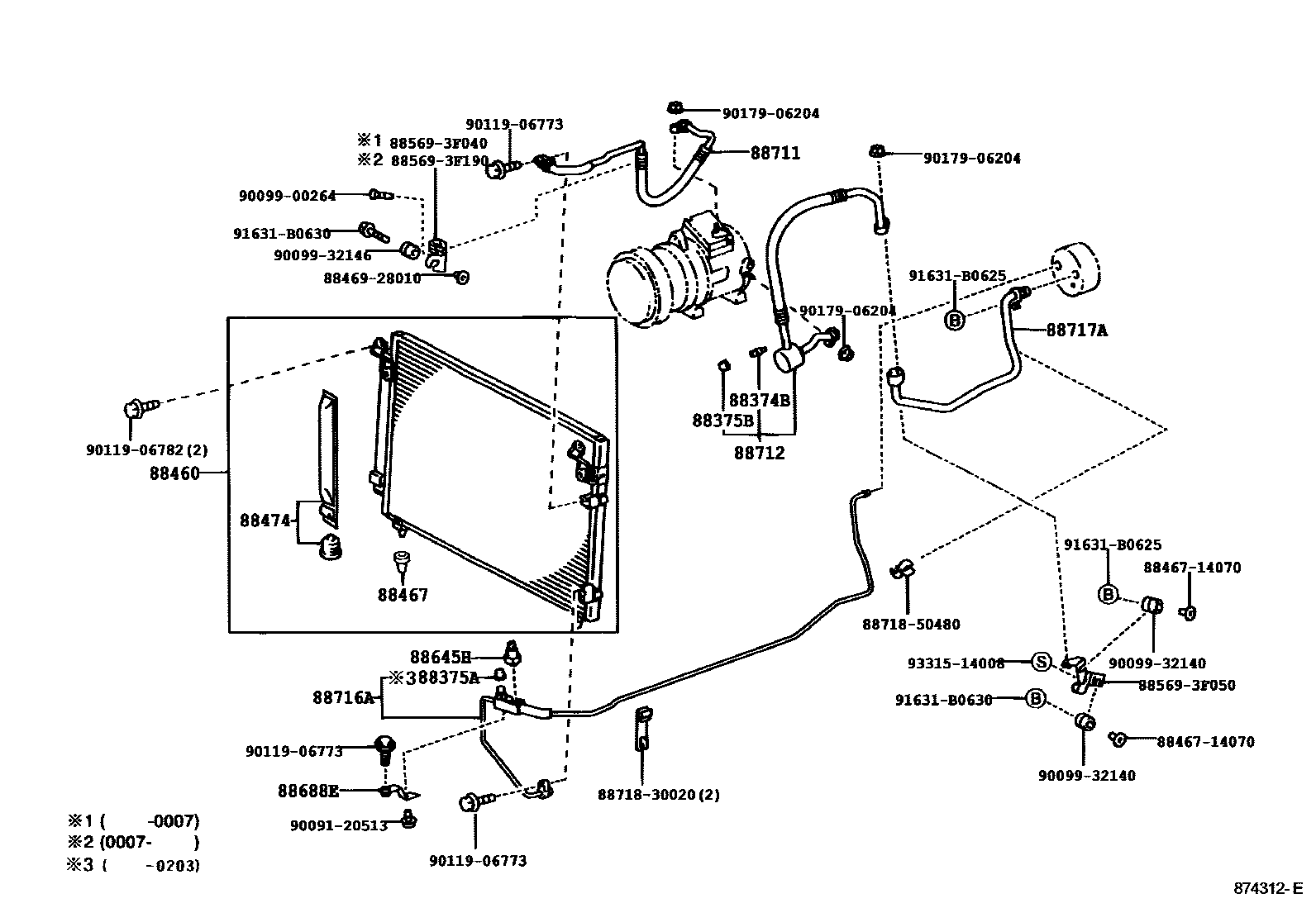 Heating & air conditioning - cooler piping for Lexus GS400 S160, 2 ...